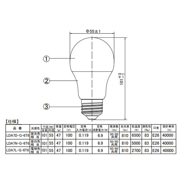 IRIS OHYAMA 2個セット アイリスオーヤマ LDA7L-G-6T62P LED電球 広配光タイプ 一般電球 60形相当 810ルーメン 電球色 6.9W 5年保証 「区分A ...