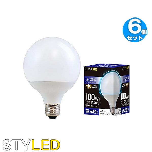 「送料無料」[6個セット]ボール球 LED電球 長寿命 配光角240度／STYLED スタイルド HDG100D1 ボールタイプ G95 E26口金 100W相当 昼光色 : イーライン ...