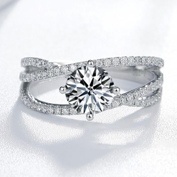 指輪 レディース 3連 豪華 18金RGP 1カラット 大粒 贅沢 エタニティデザインリング オシャレ 18KGP 人気 ホワイトデーお返し ギフト レース 編み込み : EsLimes(エス ...