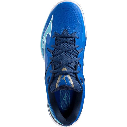 MIZUNO ミズノ ウエーブクロー3 FIT 71GA2442 01 ブルー×ホワイト×ネイビー メンズ レディース 2024春夏モデル 屋内 室内 インドア バドミントン シューズ ...