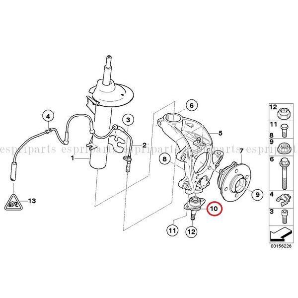 MINI（ミニ） BMW MINI R50 R52 R53 One Cooper CooperS フロント ナックルアーム ボールジョイント ...