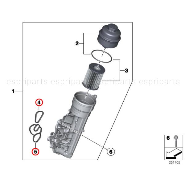 BMW F20 F21 116i 118i 120i オイルフィルターハウジング ガスケット パッキン 11427625484 ...