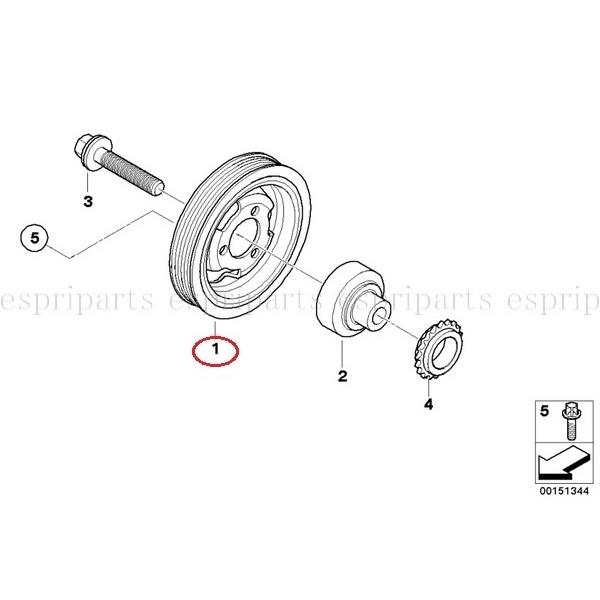 BMW F20 F21 クランクプーリー バイブレーションダンパー 116i 118i 120i 11237638551 純正OEM ...