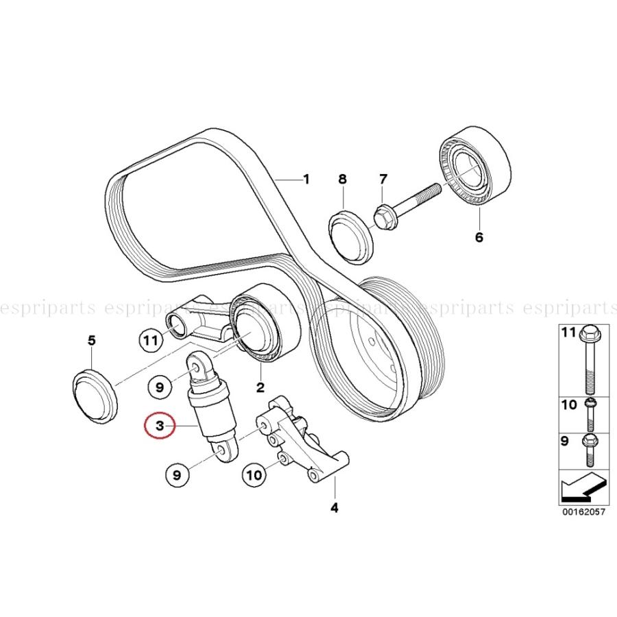 BMW BMW E90 E92 E93 M3 エアコンベルトテンショナー エアコンテンショナー 純正品 11287841546 : BMW専門 ...