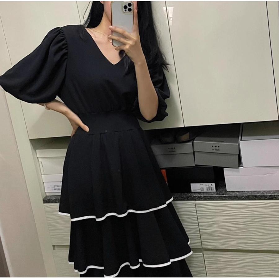 早秋 フレンチスタイル Vネック ワンピースsk0813 : Essence オンラインショップ - 通販 - Yahoo!ショッピング