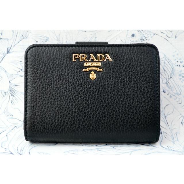 PRADA プラダ 財布 日本未発売 1ML018 VITELLO GRAIN グレイン カーフレザー 2つ折り トライアングル BIGロゴ NERO 黒 : エッセンスオブスタイル - 通販 ...