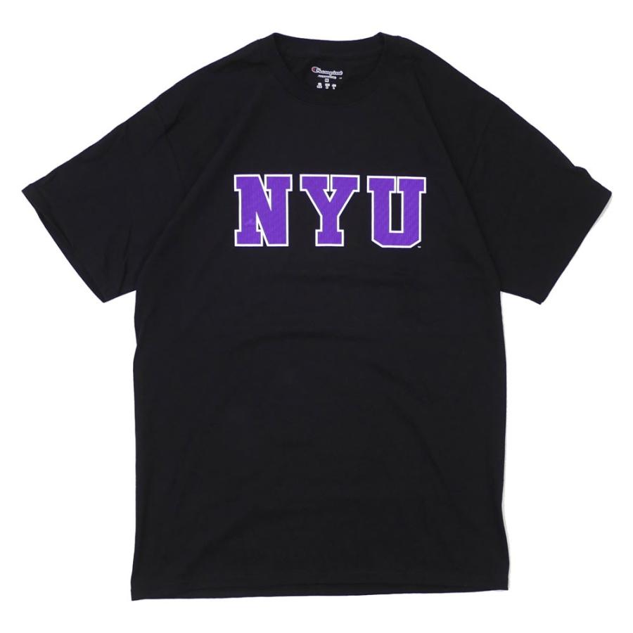 海外限定 新品 ニューヨーク 大学 NYU New York University Logo Champion Tee Tシャツ BLACK ...