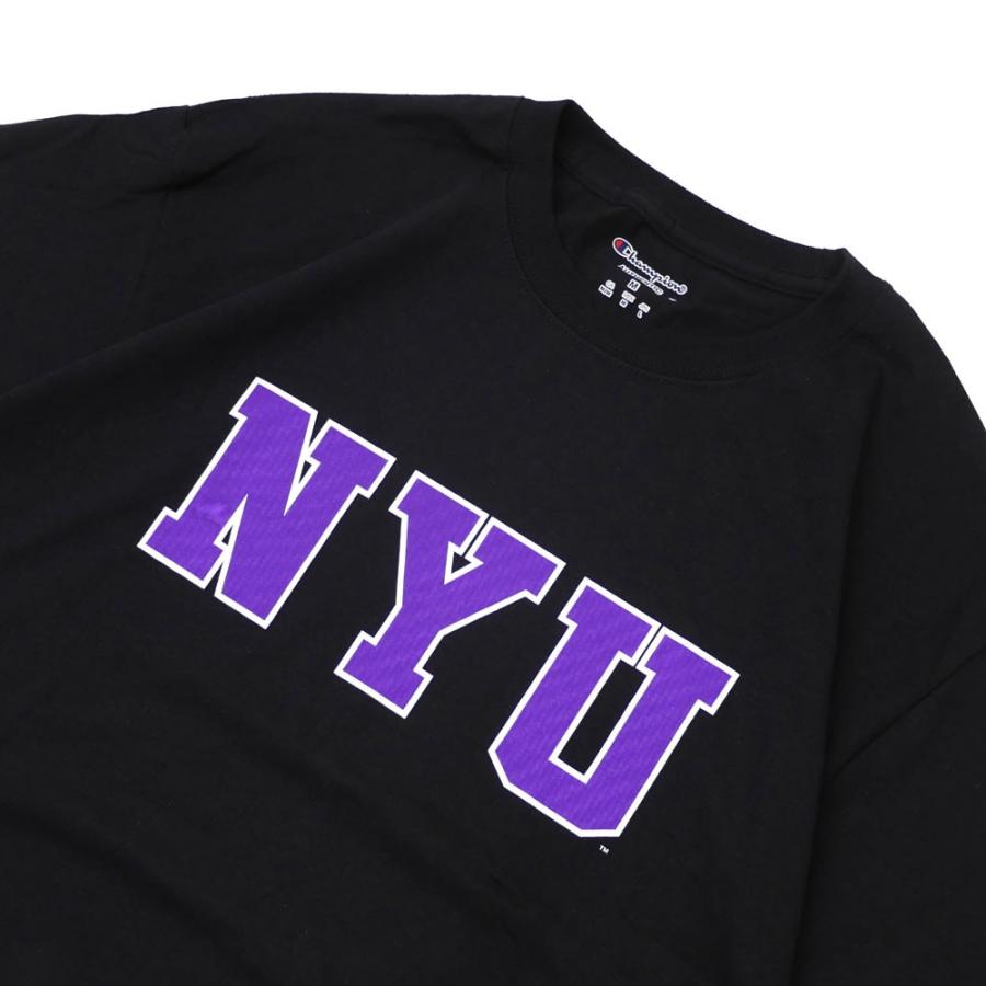 海外限定 新品 ニューヨーク 大学 NYU New York University Logo Champion Tee Tシャツ BLACK ...