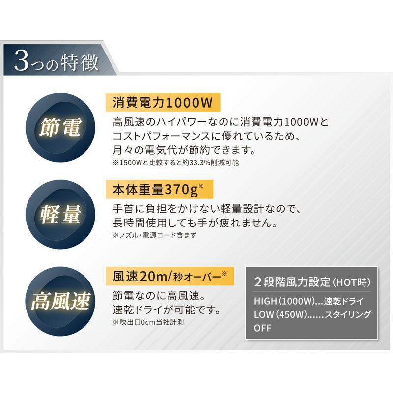 ワンダム ヘアドライヤー BLOW＋Lite ABD-301 ヘアードライヤー 軽量 高品質 高性能 速乾 高風速 ドライ プロ仕様 サロン ...