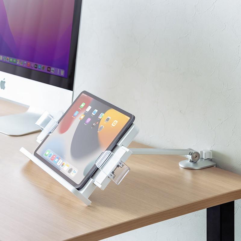 イーサプライ（e-supply） ブックスタンド タブレットスタンド 雑誌 書見台 アーム クランプ式 机上 傾斜 勉強 教科書 テキスト おしゃれ EEX-BKST03 : イーサプライ ...