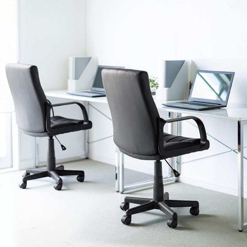 イーサプライ オフィスチェア レザーチェア 肘掛け クッション ミドルバック 背もたれ 高さ調整 書斎 キャスター EEX-CH80 : イーサプライ ヤフー店 - 通販 - Yahoo!ショッピング