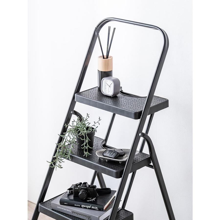 イーサプライ（e-supply） 脚立 踏み台 4段 折りたたみ 手すり付 幅広 ステップ 滑り止め 室内 おしゃれ おすすめ 完成品 耐荷重100kg くすみカラー EEX-KYA18 ...