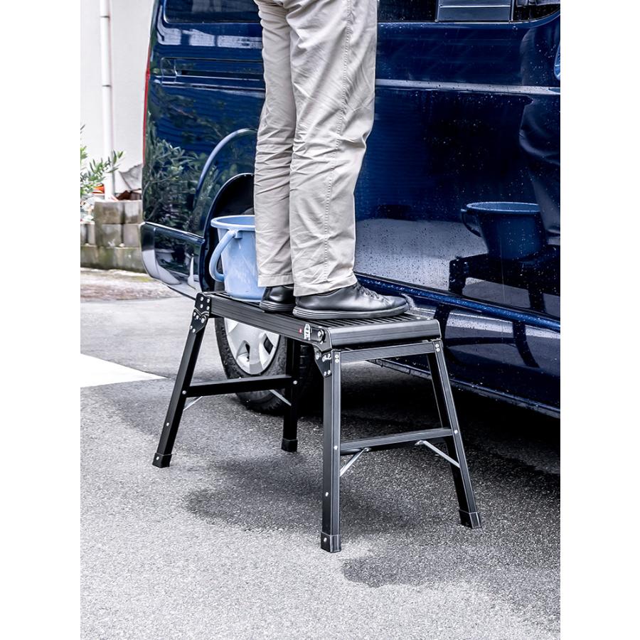 イーサプライ 足場台 脚立 76cm 幅広 ワイド 洗車台 SUV アルミ 軽い 折りたたみ 洗車 耐荷重150kg 完成品 ブラック EEX-KYA20BK : イーサプライ ヤフー店 ...