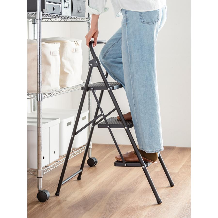 イーサプライ（e-supply） 予約 脚立 3段 軽量 スリム はしご 踏み台 折りたたみ 安全ストッパー ステップ幅広 滑り止め 洗車 安い おしゃれ EEX-KYA28 : イーサプライ ...