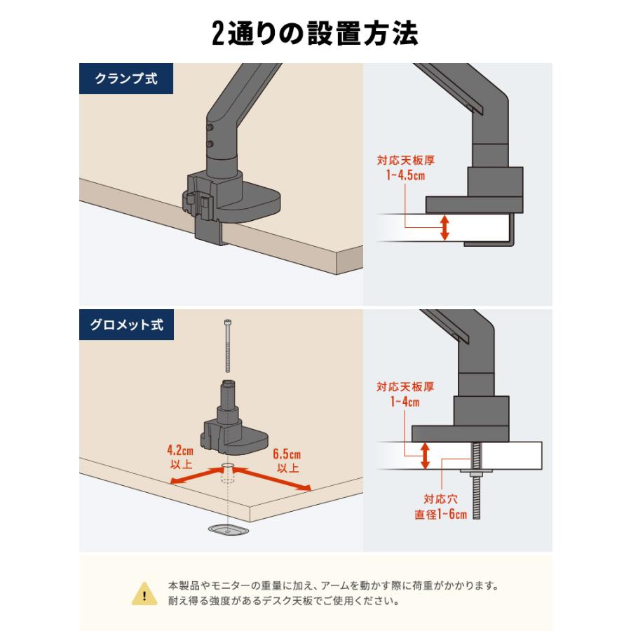 イーサプライ モニターアーム 上下 左右 前後 ガススプリング ワイドモニター VESA クランプ グロメット 55インチ おすすめ EEX-LAF04BK : イーサプライ ヤフー店 ...