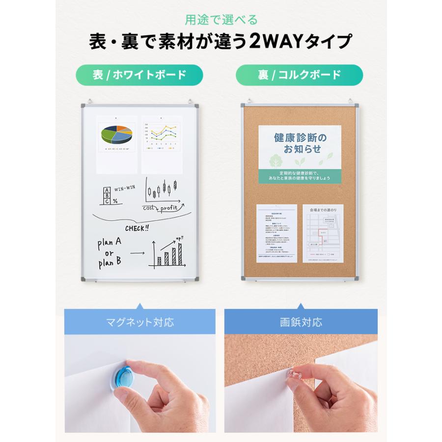 イーサプライ ホワイトボード 900×600 壁掛け 縦長 両面 コルクボード おしゃれ ホワイトボードマーカー 黒 写真 EEX-WD05 : イーサプライ ヤフー店 - 通販 ...