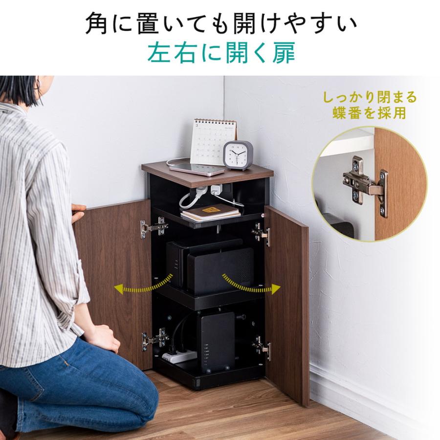 SANWA SUPPLY ルーター収納ボックス コーナー設置 縦型 木製 SANWA SUPPLY ルーター収納ボックス コーナー設置 縦型 木製