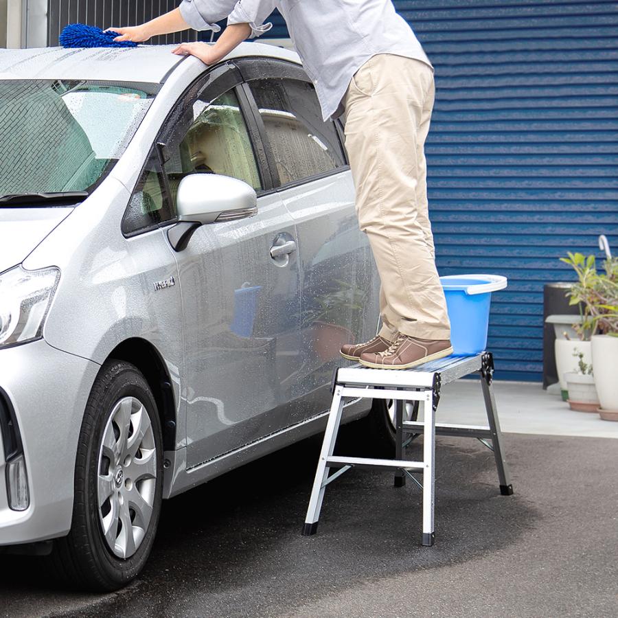 アウトレット 足場台 脚立 幅広 ワイド アルミ 軽い 折りたたみ 洗車 SUV 耐荷重150kg 完成品 out-EEX-KYA20 返品・交換不可 :out-EEX-KYA20:イー ...