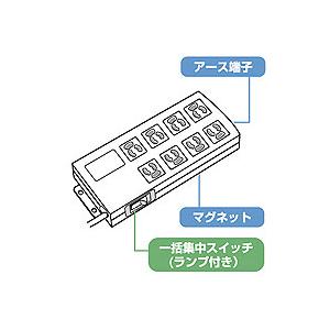 電源タップ 3Pプラグ 8個口 2m 一括集中スイッチ付 マグネット固定 ボックスタイプ TAP-3803N サンワサプライ :TAP-3803N:イーサプライ ヤフー店 - 通販 ...