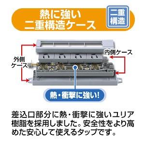 延長コード 電源タップ コンセントタップ アース付き 3ピン 工事物件タップ 3Pプラグ抜け止め 6個口 10m マグネット付 TAP-K6-10 サンワサプライ : tap-k6-10 ...