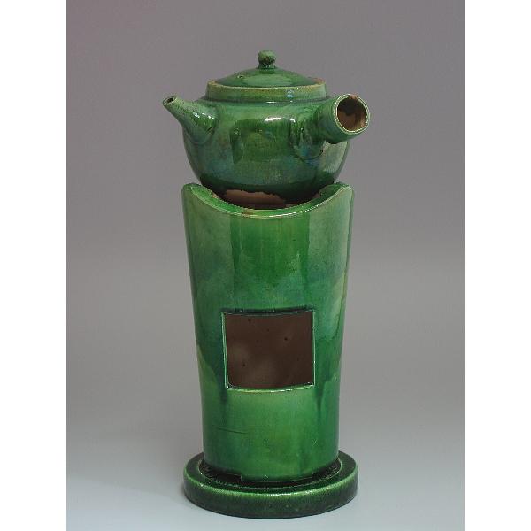 緑釉白泥涼炉一式（緑釉ボウフラ・緑釉涼炉・吾唯足知炉台） :sencha-ryoro-set:茶道具商 越中屋 - 通販 - Yahoo!ショッピング