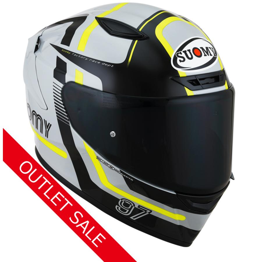 アウトレットSST10003 SUOMY TRACK-1 NINETY SEVEN ナインティセブン GR/YE ヘルメット SGマーク 公道 ...