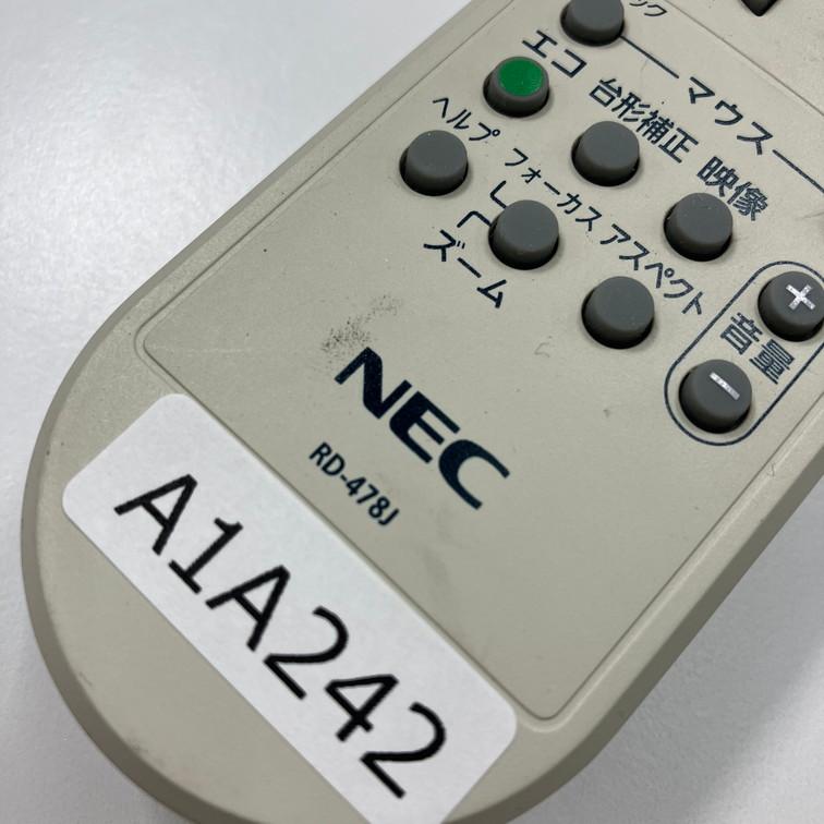 A1A242 【送料250円】 TV リモコン / NEC エヌイーシー RD-478J 動作確認済み★即発送★ テレビ * : ETN弐番館 ...