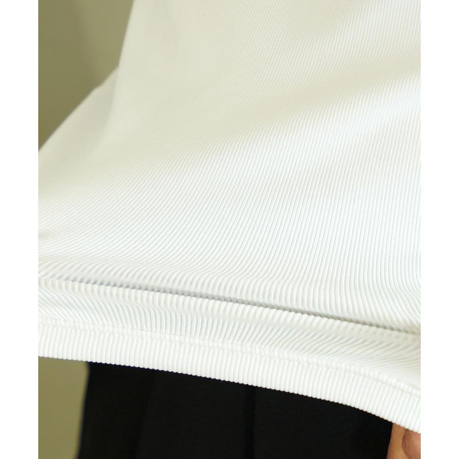 PUPULA（ププラ） デジタルリブ ワイドクルーネック 長袖 Tシャツ