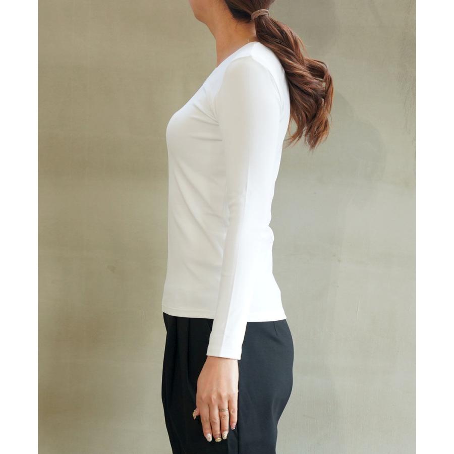 PUPULA（ププラ） デジタルリブ ワイドクルーネック 長袖 Tシャツ