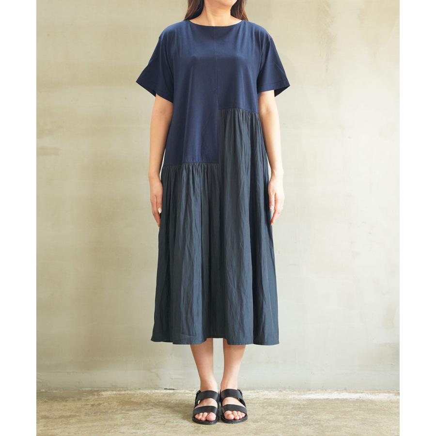 PUPULA（ププラ） 超長綿ジャージィ×サテン 半袖 切替えワンピース レディース 国内正規品 爆買 : etre!par bleu ...