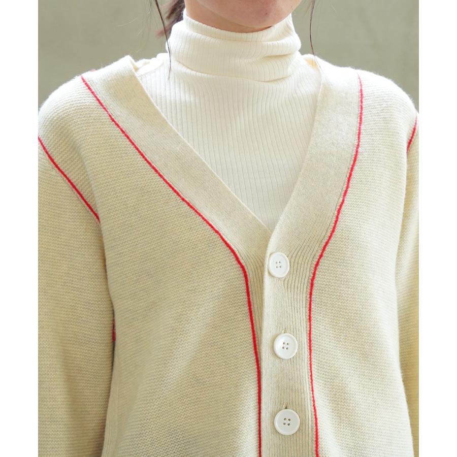 アントム ウール混 配色ショートカーディガン ANTHOM レディース 国内