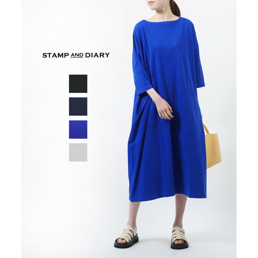 STAMP AND DIARY スタンプアンドダイアリー ボートネックフレアワンピース ロングワンピース レディース 国内正規品 : etre!par bleu comme bleu - 通販 ...
