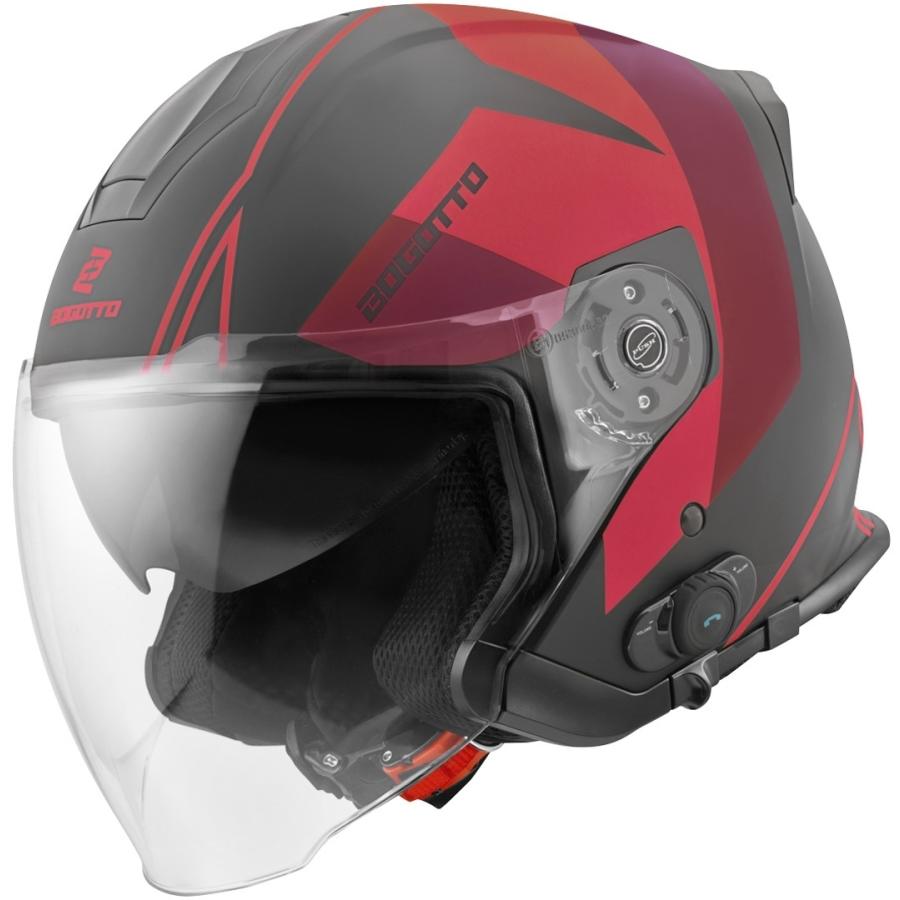 Bogotto (ボゴット) V586 Detri BT ブルートゥース ジェットヘルメット / ブラック・レッド : ユーロライダー ...