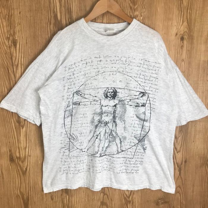 90s Leonardo da Vinci ウィトルウィウス的人体図 半袖 Tシャツ 90s Leonardo da Vinci ウィトルウィウス的人体図 半袖 Tシャツ