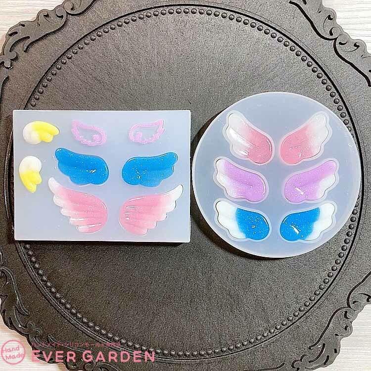 2個セット 羽 シリコンモールド 天使 7種類 レジン ヘアアクセ 2個セット 羽 シリコンモールド 天使 7種類 レジン ヘアアクセ