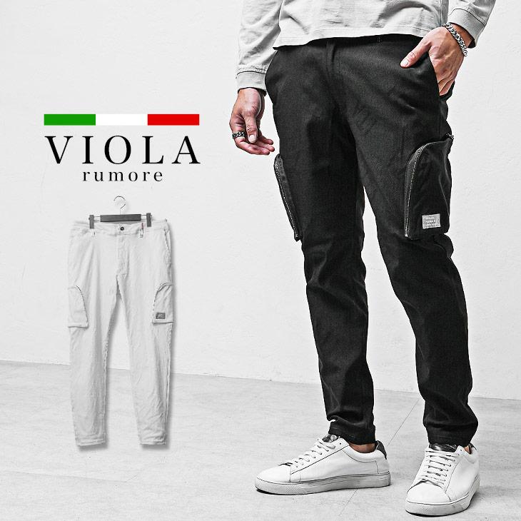 VIOLA rumore ヴィオラ カーゴパンツ メンズ 総柄 ブランド ストレッチパンツ 裾リブ 春 春秋 ちょいワル お兄系 オラオラ系 ...