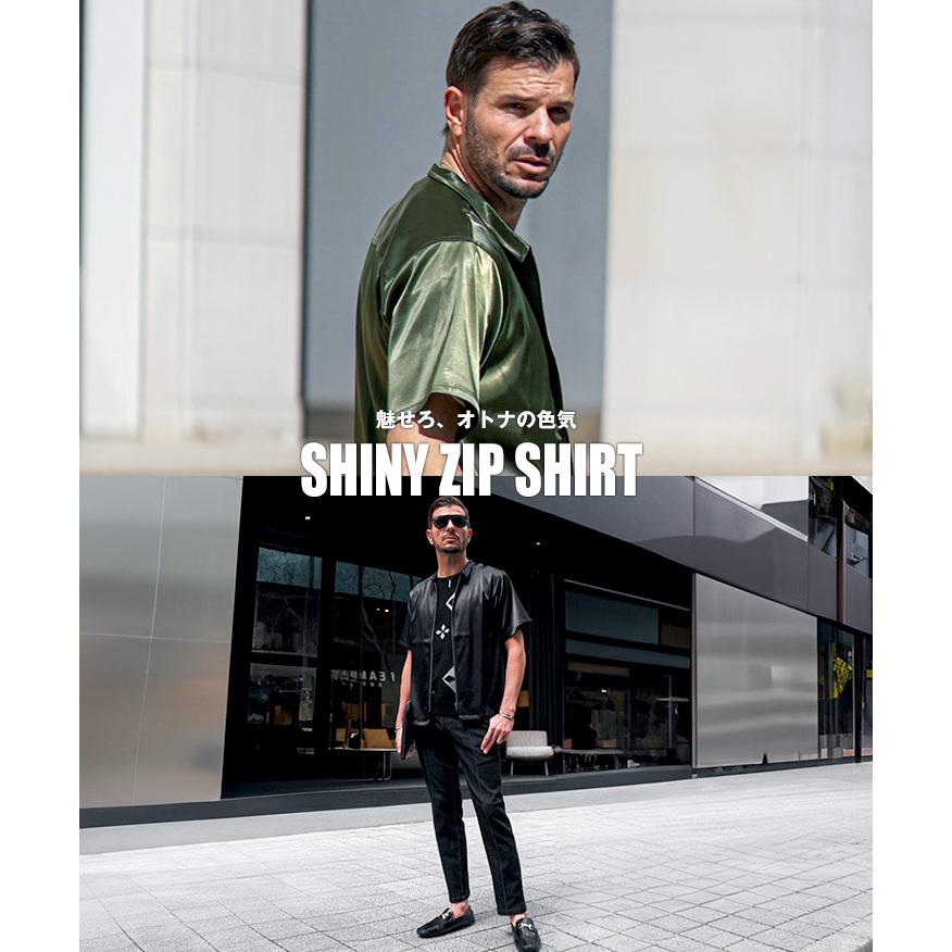 SOMEDIFF 半袖シャツ メンズ 襟付き シャツ ジップアップ SOMEDIFF 半袖シャツ メンズ 襟付き シャツ ジップアップ