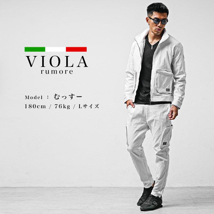 VIOLA rumore ヴィオラ セットアップ メンズ 春 ブランド ブルゾン 総柄 カーゴパンツ 春秋 上下セット ちょいワル お兄系 ...