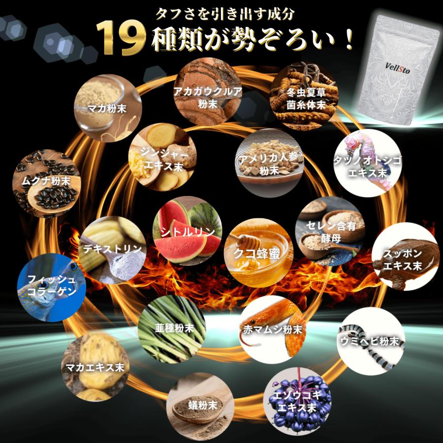 シトルリン マカ クコはちみつ ムクナ アメリカ人参 冬虫夏草 ジンジャー 厳選19種成分配合 活力 ケア サプリ 2袋(10g×30本) 増大サプリ VellSto ヴェルスト : y ...