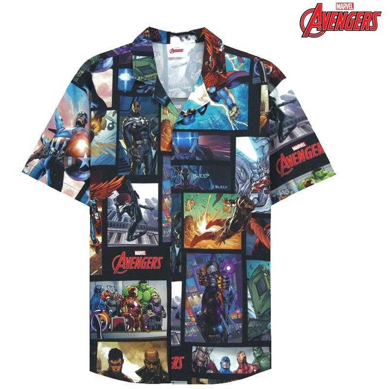 MARVEL AVENGERS アベンジャーズ ハワイアンシャツ アロハシャツ 半袖シャツ キャプテンアメリカ アイアンマン ハルク グッズ メンズ : EVERSOUL PLUS メンズ ...