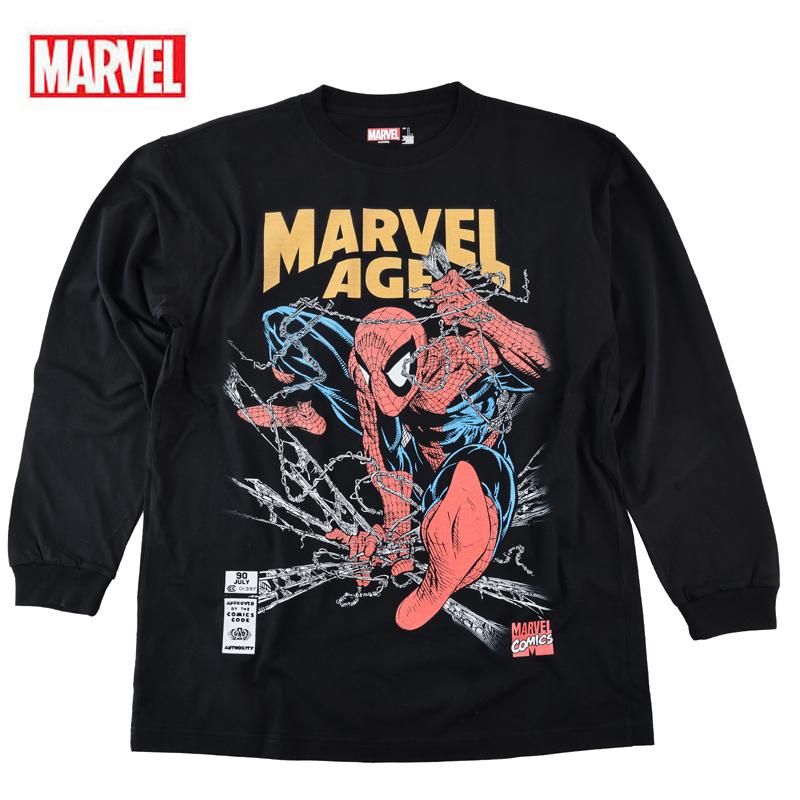 MARVEL ロンT メンズ スパイダーマン Tシャツ マーベル 長袖 ベノム アメコミ キャラクター グッズ ダンス ブラック ペアルック 誕生日プレゼント : eplus1148 ...