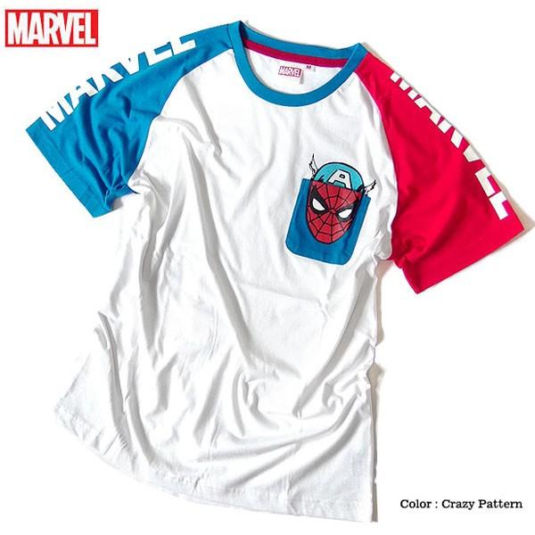 スパイダーマン ラグラン Tシャツ メンズ MARVEL マーベル クレイジー切替 ポケット付き ストリート 原宿系 ダンス 衣装 :eplus823:EVERSOUL PLUS メンズ ...