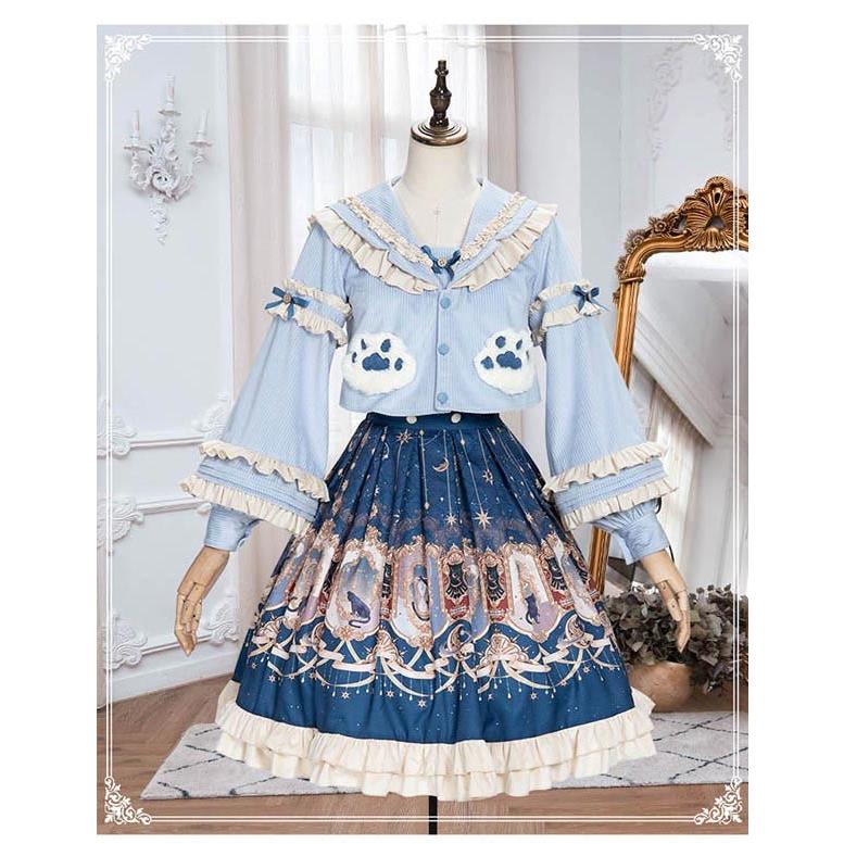 ロリータ服 ロリータフード スカート 長袖シャツ ケープコート 秋冬服