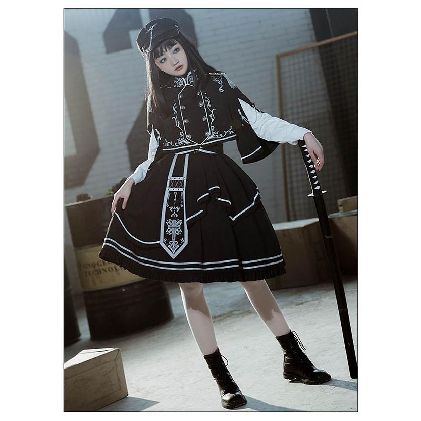 ミニロリ 軍服ロリータ ゴスロリ フルセット ゴシック ブラウス