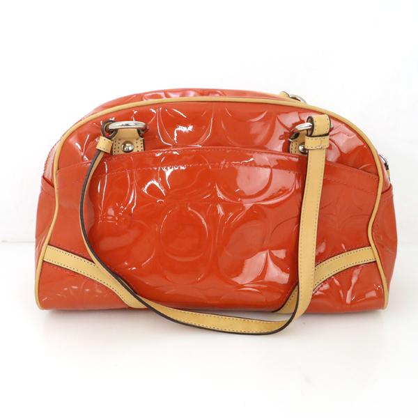 コーチ COACH オレンジ パテントレザー ハンドバッグ F20065 コーチ COACH オレンジ パテントレザー ハンドバッグ F20065