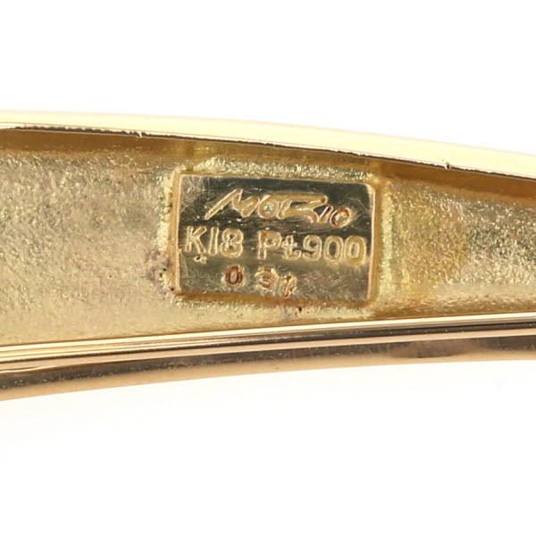 MORIO K18YG Pt900 イエローゴールド プラチナ ブローチ トップ ダイヤモンド0.31ct 流星 一粒石 カーブ 曲線 鑑定書 ...