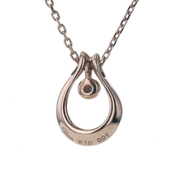 Star Jewelry スタージュエリー K10PG ピンクゴールド ネックレス ダイヤ 0.01ct 3粒 スイング 雫 ドロップ 40cm【新品仕上済】【af】【中古】【送料無料 ...