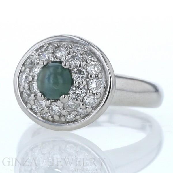 Pt900 プラチナ リング アレキサンドライトキャッツアイ 0.710ct D0.80ct ダイヤ カボション 指輪 10.5号 【新品仕上済】【zz】【中古 ...