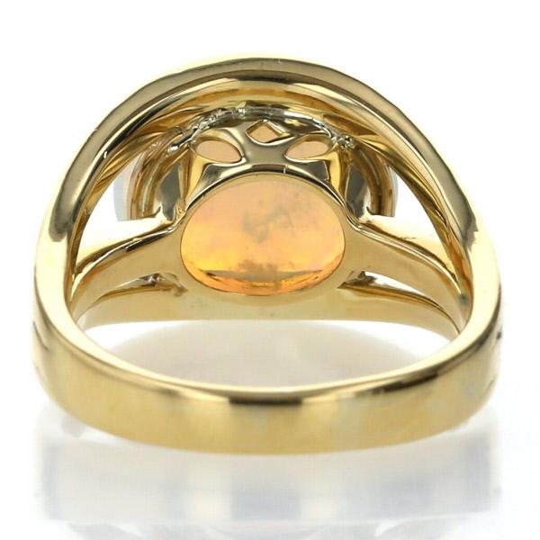 K18YG イエローゴールド リング オパール 1.91ct ダイヤモンド 0.18ct オーバル ライン 割れ腕 透かし 指輪 13号【新品仕上済】【zz】【中古 ...