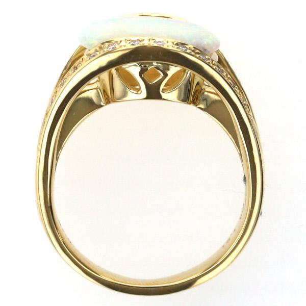 K18YG イエローゴールド リング オパール 1.91ct ダイヤモンド 0.18ct オーバル ライン 割れ腕 透かし 指輪 13号【新品仕上済】【zz】【中古 ...